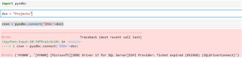ticket expired error when connecting to sql server from