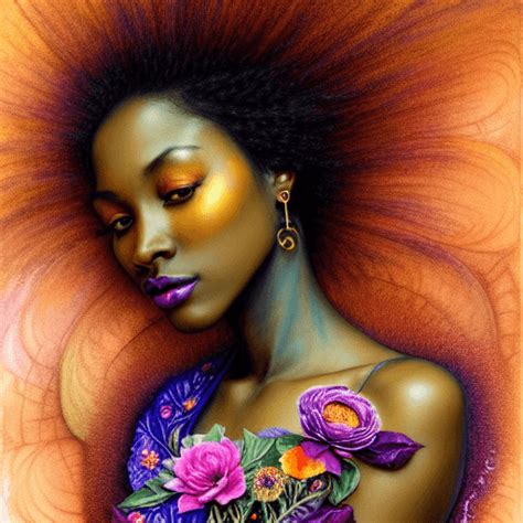 Fractal Watercolor Dark Skin Woman · Creative Fabrica