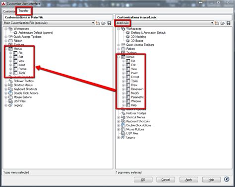 how to add command menus to the menu bar in autocad architecture and