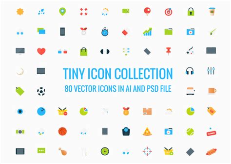 80 tiny vector icons collection