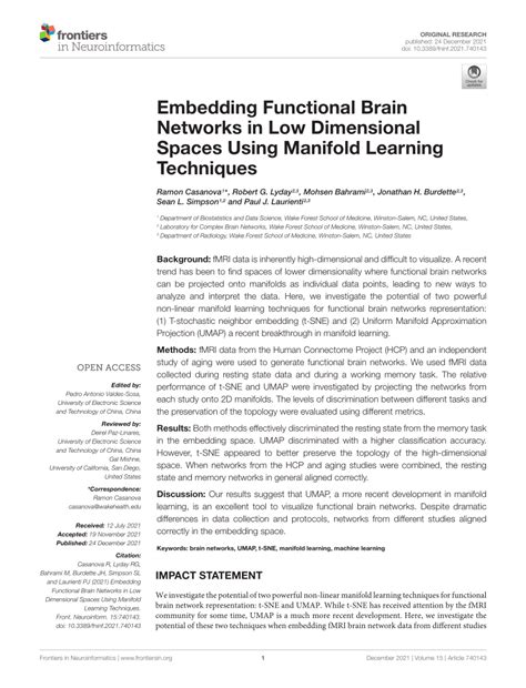 Pdf Embedding Functional Brain Networks In Low Dimensional Spaces