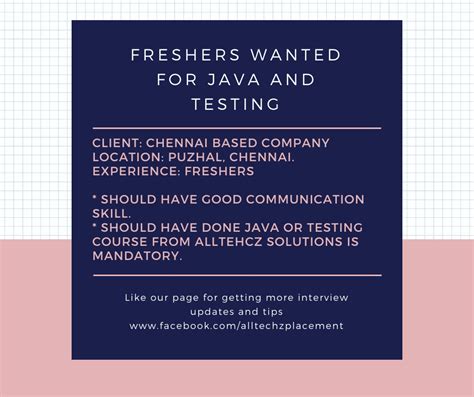 freshers wanted for java and testing