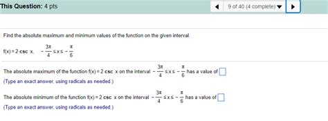 solved find the absolute maximum and minimum values of th
