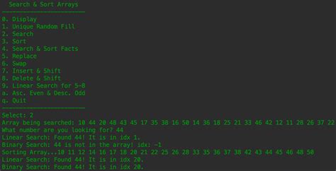 search and sort arrays lab