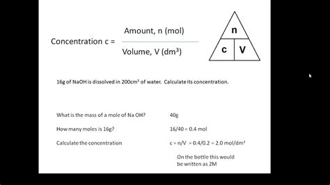 Btec Applied Science Unit 1 Chemistry Calculations In Solutions Youtube
