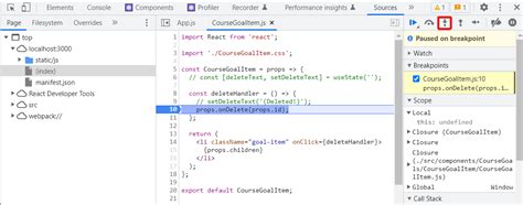 debugging react apps justnote