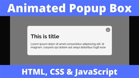 how to create animated popup modal box using html css javascript hot
