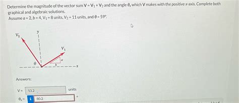 [solved] Determine The Magnitude Of The Vector Sum V V1 V2 And The