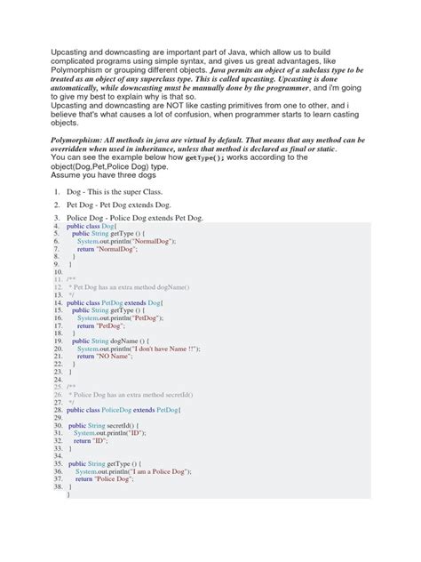 upcasting and downcasting in java pdf inheritance object oriented