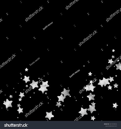Silver Star Confetti Falling Starry Anniversary Stock Vector Royalty