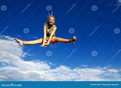 Girl Jumping High In Air Stock Image Image Of Exaltation 3541763