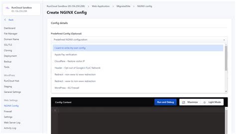 how to create custom nginx configuration easily using runcloud