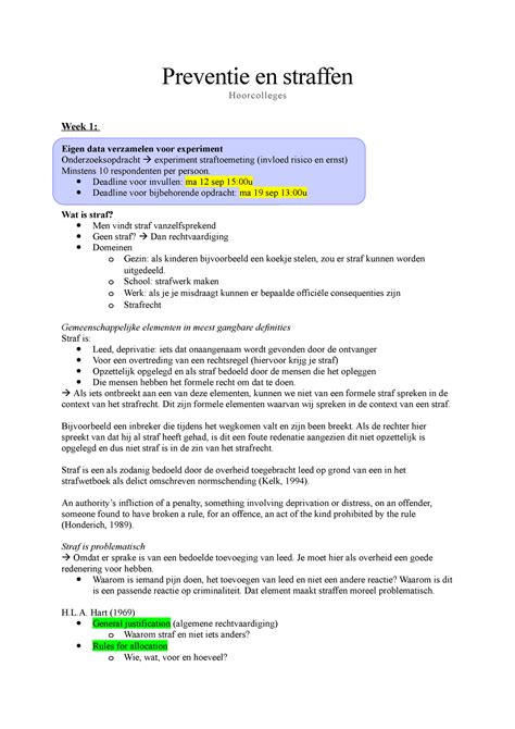 Preventie En Straffen Hoorcolleges Preventie En Straffen