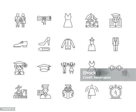 Ikon Garis Kelulusan Tanda Set Vektor Konsep Ilustrasi Kerangka