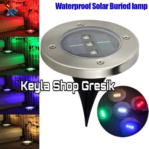 Jual Gresik Lampu 3 Led Solar Power Cell Ground Garden Lampu Hias Jalan