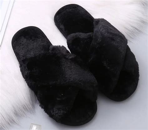 Fall Crossed Fur House Slippers T For Her Slippers Women Etsy