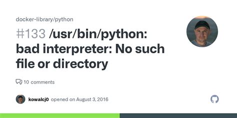 usr bin python bad interpreter no such file or directory · issue