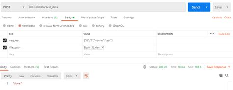 python uploading and receiving json data and file in