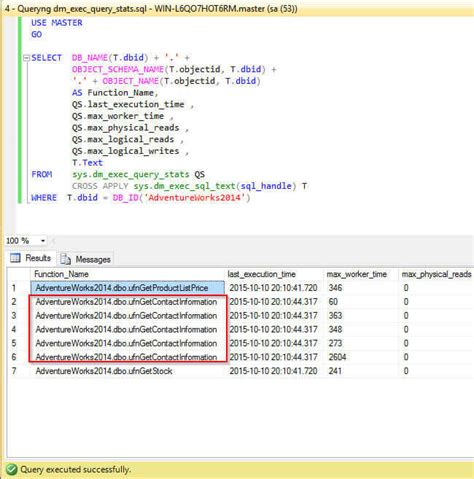 troubleshoot sql server function performance with the sys dm exec