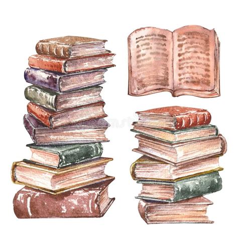Old Books Watercolor Stock Illustrations 855 Old Books Watercolor