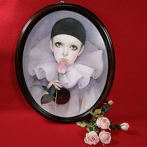 フジタミラノ藤田ミラノ紫のピエロ美術作品楕円額縁額装ポスター画