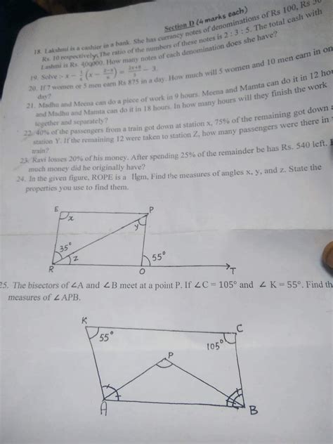 Find The Measures Angle X Y Z