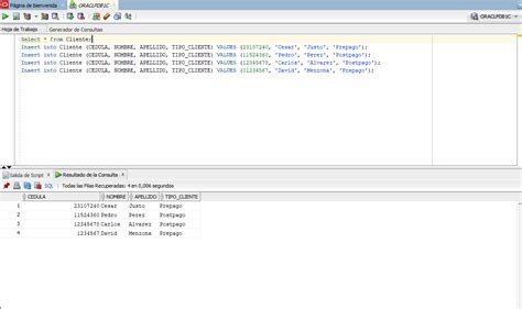 i can t visualize a table in an oracle base that is in a container from