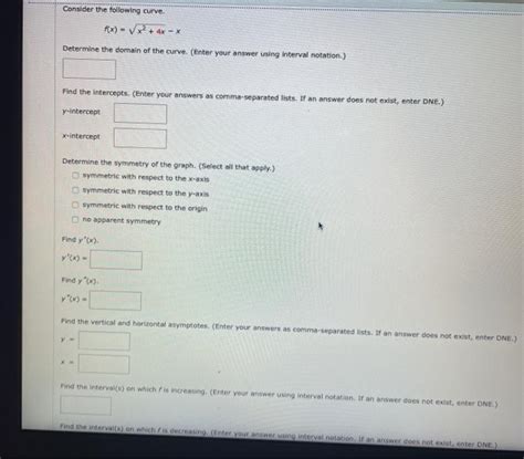 Solved Consider The Following Curve F X X2 4x X