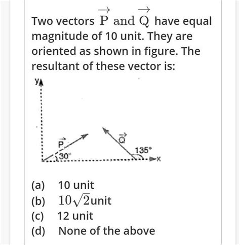 Two Vectors Overrightarrowp And Overrightarrowq Have Equal Magnitude Of 1