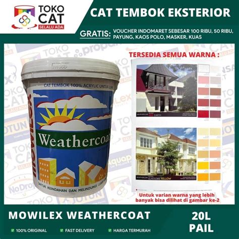 Jual Cat Tembok Exterior Mowilex Weathercoat Tinting A 20 Liter