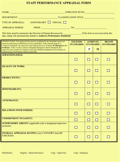 Employee Performance Evaluation Form Evaluation Employee Performance
