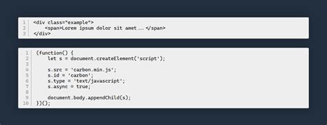 carbon basic syntax highlighting with zero overhead using javascript