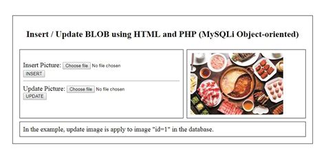 github gentch mysql insert update blob using html php