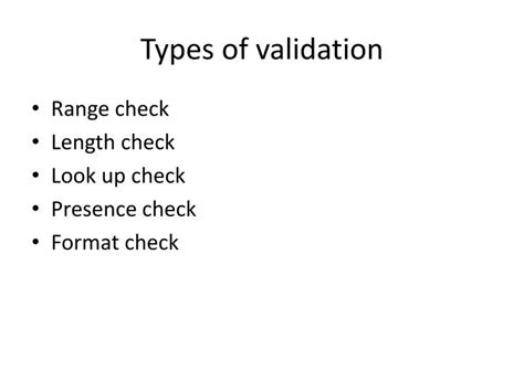 Ppt Types Of Validation Powerpoint Presentation Id 2661724