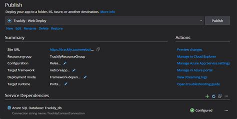 entity framework deploying asp core app to azure