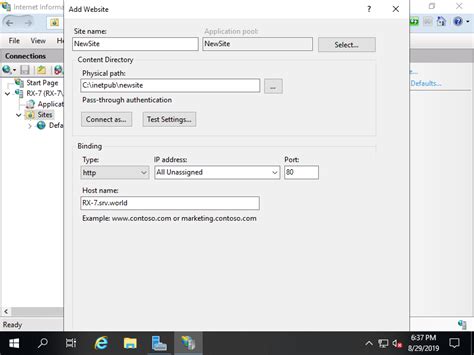 windows server 2019 iis add web sites server world
