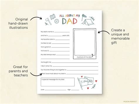 All About My Dad Printable Diy Fathers Day Questionnaire Instant