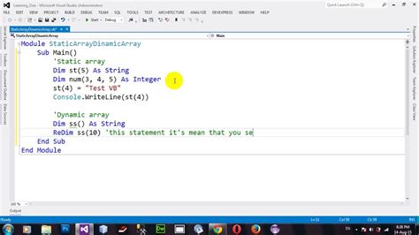 How To Arrays And Dynamic Arrays In Vb Net 2012 Youtube