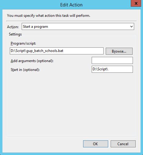 powershell task scheduler doesn t execute batch file