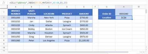 lookup return cell address instead of value excel