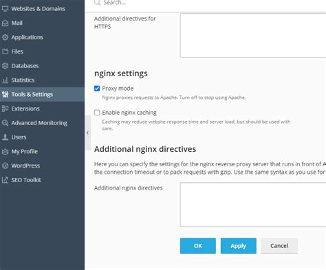 how to configure nginx reverse proxy on plesk