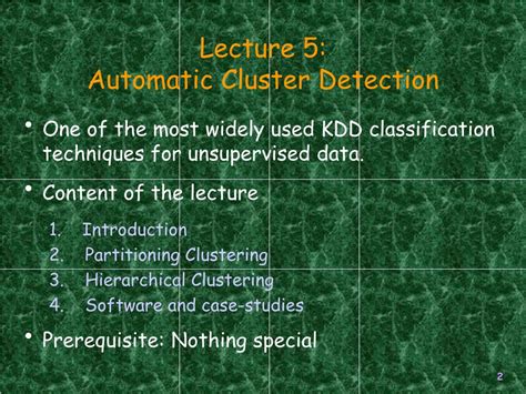 Ppt Lecture 5 Automatic Cluster Detection Lecture 6 Artificial