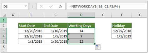 how to use networkdays function in excel