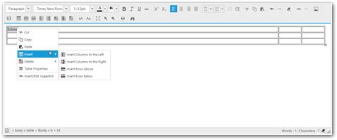 context menu in richtexteditor widget