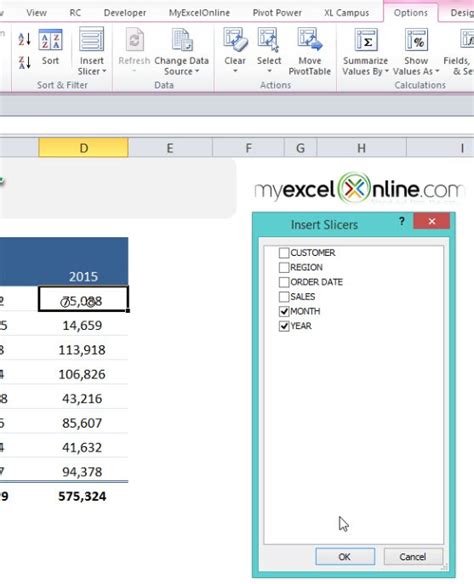 how to insert a pivot table slicer myexcelonline