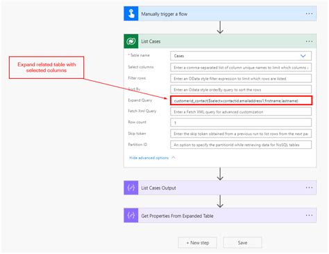 using expand query in power automate with dataverse dynamics 365