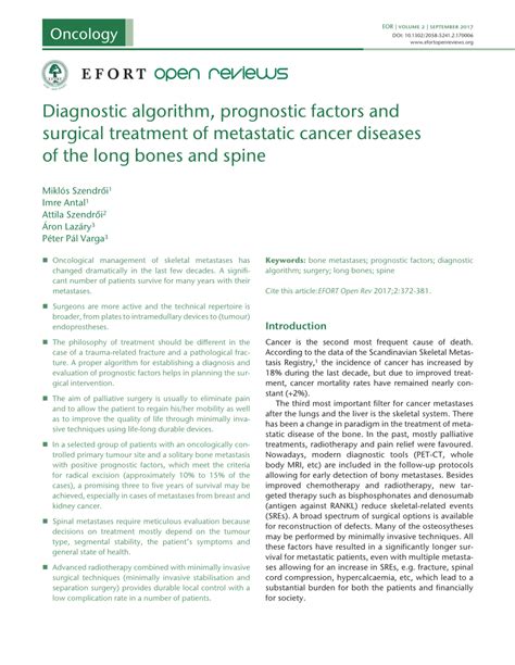 Pdf Diagnostic Algorithm Prognostic Factors And Surgical Treatment