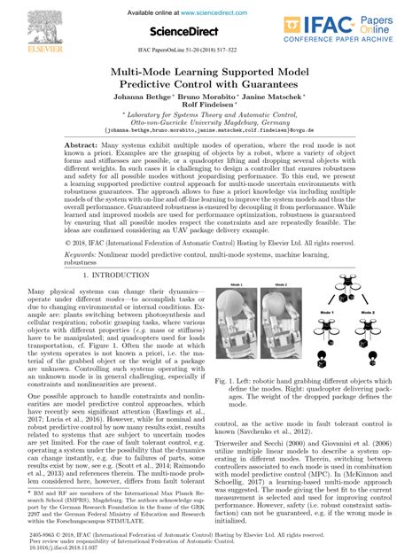 Pdf Multi Mode Learning Supported Model Predictive Control With