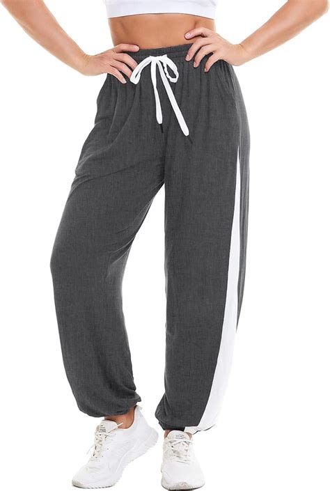 Hapywer Damen Jogginghose Baumwolle Sporthose Lang Mit Taschen