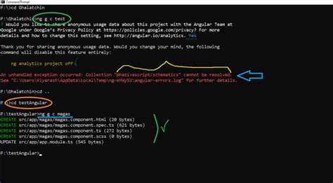 nativescript angular cli component generator do not work inside